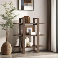 China Modern Creative Artworks Indoor Office Bookcases Display Bookshelves Wooden Partitions Classification Storage Shelves for sale