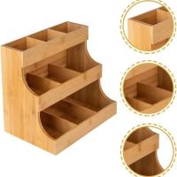 China Hot Sale High Quality Bamboo Tea Bag Storage Box Wooden Office Organizer Shelf for Coffee Tea Pot for sale