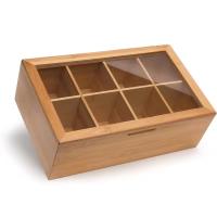 China Dust Proof Acrylic Lid Bamboo Tea Bag Storage Box With Drawer Shelf for Kitchen Counter for sale