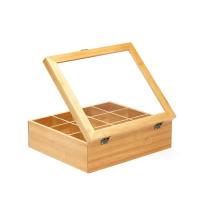 China Dust Proof Acrylic Lid Bamboo Tea Bag Storage Box With Drawer Shelf for Kitchen Counter for sale