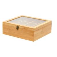 China Dust Proof Acrylic Lid Bamboo Tea Bag Storage Box With Drawer Shelf for Kitchen Counter for sale
