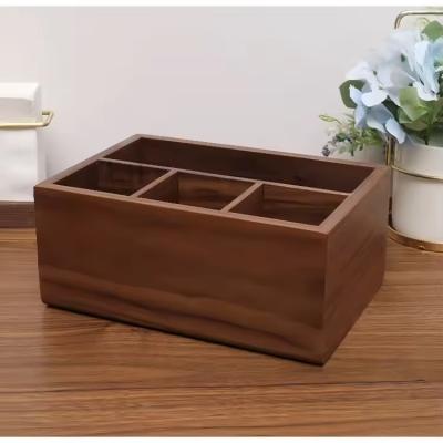 China Custom Classic Eco-Friendly Rectangle Multifunctional Wooden Desktop Storage Organizer for Desk Office Supplies for sale