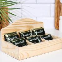China Desktop Wooden Storage Box Divided Display Box Log Tray Coffee Bag Tea Bag Organizer Storage Box for sale