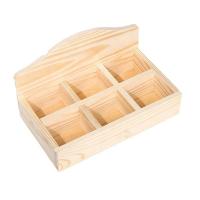 China Desktop Wooden Storage Box Divided Display Box Log Tray Coffee Bag Tea Bag Organizer Storage Box for sale