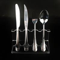 China Double Tiers Transparent Acrylic Display Stand Standing Type for Cutlery and Tableware Soup Spoon Base Exhibition for sale