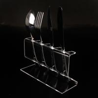 China Double Tiers Transparent Acrylic Display Stand Standing Type for Cutlery and Tableware Soup Spoon Base Exhibition for sale