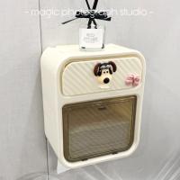 China Bathroom Tissue Box with Top Storage Drawer Wall Mounted Punch Free Adhesive for Toilet Paper Cosmetics for sale