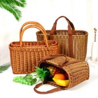 China Competitive Price High Quality Large Rectangle Handmade Flower Basket Rattan Weave Storage Shopping Basket for sale