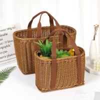 China Competitive Price High Quality Large Rectangle Handmade Flower Basket Rattan Weave Storage Shopping Basket for sale