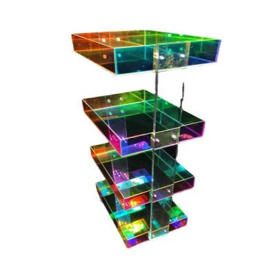 China High-Quality Wholesale Colorful Multi-Layer Portable Rectangular Acrylic Storage Tray with Wheels for Nightstand Living Room for sale