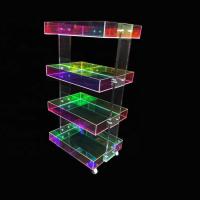 China High-Quality Wholesale Colorful Multi-Layer Portable Rectangular Acrylic Storage Tray with Wheels for Nightstand Living Room for sale