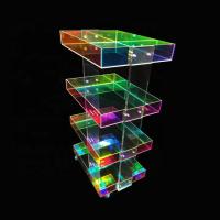 China High-Quality Wholesale Colorful Multi-Layer Portable Rectangular Acrylic Storage Tray with Wheels for Nightstand Living Room for sale