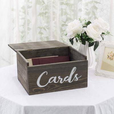 China Vintage Rectangle Wood Wall Hanging Storage Box Country Style Wedding Card and Clamshell Gift Box for sale
