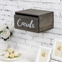 China Vintage Rectangle Wood Wall Hanging Storage Box Country Style Wedding Card and Clamshell Gift Box for sale