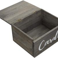 China Vintage Rectangle Wood Wall Hanging Storage Box Country Style Wedding Card and Clamshell Gift Box for sale