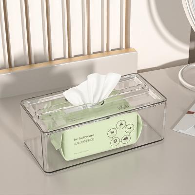 China Tissue Box Facial Tissue Face Towel Desktop Storage Box Large Toilet Toilet Kitchen Pumping Paper Box Light Luxury Transparent for sale