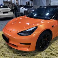 China Orange Car Bonnet Sticker PVC Decorative Film 1.52x17m Removable Adhesive Vehicle Wrap for sale
