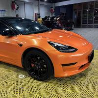 China Orange Car Bonnet Sticker PVC Decorative Film 1.52x17m Removable Adhesive Vehicle Wrap for sale