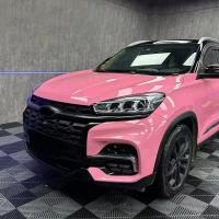 China Glossy Crystal Light Pink Car Wrap Vinyl 1.52x17m Removable Adhesive Vehicle Color Change Film for sale