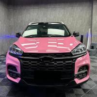 China Glossy Crystal Light Pink Car Wrap Vinyl 1.52x17m Removable Adhesive Vehicle Color Change Film for sale