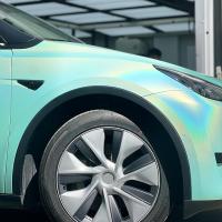 China Glossy Laser Baby Blue Car Wrap Vinyl Film 1.52x17m PVC Stretchable Air Release for sale