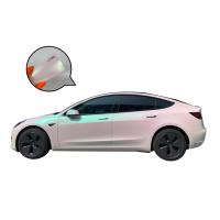 China Glossy Aurora White Car Wrap Vinyl Film 1.52x17m Removable Adhesive 160 Micron for sale