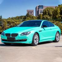 China Matte Chrome Baby Blue Car Wrap Vinyl Film 1.52x17m Removable Adhesive Color Changing for sale