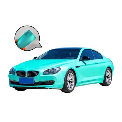 China Matte Chrome Baby Blue Car Wrap Vinyl Film 1.52x17m Removable Adhesive Color Changing for sale