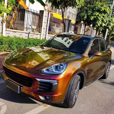 China Glossy Sunset Red Chameleon PVC Self-Adhesive Car Wrap Film 1.52x17m Removable for sale
