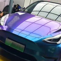China Matte Diamond Purple Blue Car Interior Vinyl Wrap 1.52x17m Racing Sticker Full Body Decals for sale