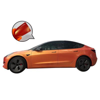 China Matte Diamond Gold Orange Reflective Car Sticker Vinyl Wrap Roll 1.52x17m 160 Micron for Vehicle Interior Exterior for sale