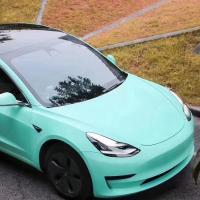 China Satin Baby Blue Vinyl Wrap Film 1.52x17m Car Color Change Sticker Removable Adhesive for sale