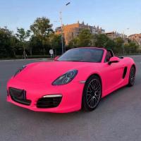 China Flat Fluorescent Pink Car Vinyl Wrap 1.52x17m Removable Adhesive Color Changing Film for sale