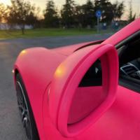China Flat Fluorescent Pink Car Vinyl Wrap 1.52x17m Removable Adhesive Color Changing Film for sale