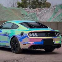 China Rainbow Chrome Blue Electroplating Car Wrap Vinyl Film 1.52x17m Removable Adhesive High Quality for sale