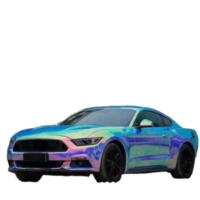 China Rainbow Chrome Blue Electroplating Car Wrap Vinyl Film 1.52x17m Removable Adhesive High Quality for sale