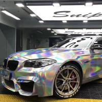 China Laser Electroplated Silver Car Wrap Film 1.52x17m Color Changing Vinyl for Land Cruiser for sale