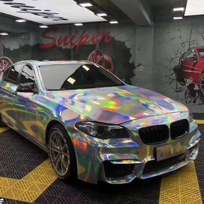 China Laser Electroplated Silver Car Wrap Film 1.52x17m Color Changing Vinyl for Land Cruiser for sale