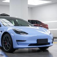 China Macaron Baby Blue Holographic Car Vinyl Wrap Film 1.52x17m 160 Micron Removable Adhesive for sale