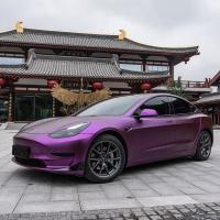 China Matte Chrome Purple Car Wrap Vinyl with Electroplated Surface and UV Proof Protection for sale