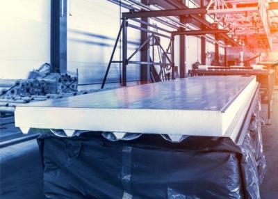 China Automatic Sawing PU Sandwich Panel Continuous Production Line 3-8m/min 16000mm for sale