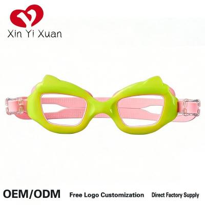 China Anti-Fog HD Lens Kids Swim Goggles, Cartoon Cat-Ear Small Frame Custom Swimming Goggles for sale