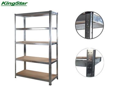 China Galvanized 5 Tier Boltless Shelving Cramped Edge Upright With MDF Board , 175Kg Capa for sale