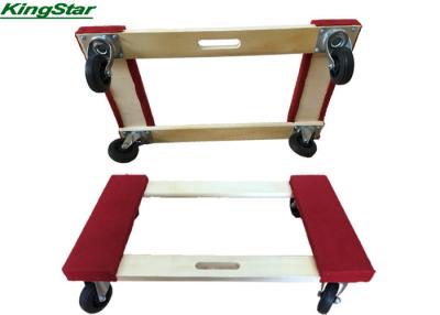 China Heavy Duty 4 Wheel Dolly Cart , Flat Moving Dolly With Red Carpeted Both Ends for sale