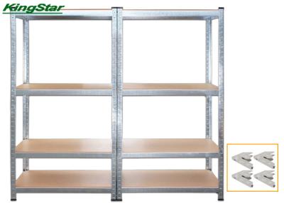China Double Pack Boltless Warehouse Shelving , Bolt Free 4 Shelf Metal Storage Rack 520 Kg Capacity for sale