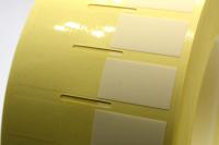 China 60x15-25mm Cable Adhesive Label 1mil Yellow Gloss Transparent Water Resistant Polyester Cable Label for sale