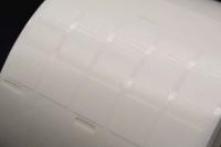 China 12.7*28.1-12.5mm,1.5mil White Matte Translucent Water Resistant Vinyl Cable Label for sale
