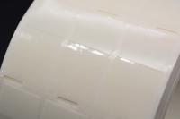 China 20mmx38-15mm Cable Adhesive Label 1.5mil White Gloss Transparent Water Resistant Polyester Cable Label for sale