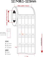 China 12.7*28.1-12.5mm,1.5mil White Matte Translucent Water Resistant Vinyl Cable Label for sale