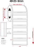 China 48x20-9mm Cable Adhesive Label 1mil White Matte Translucent Water Resistant Vinyl Cable Label for sale